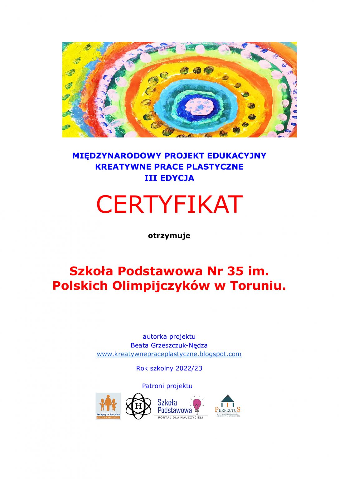 Certyfikat-KPP-2023 – Szkoła Podstawowa Nr 35 im. Polskich Olimpijczyków